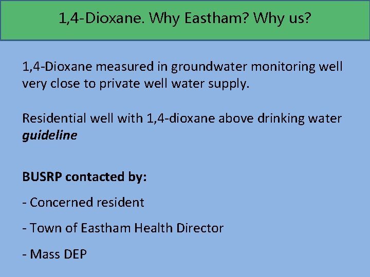 1 4 Dioxane in Massachusetts A case study