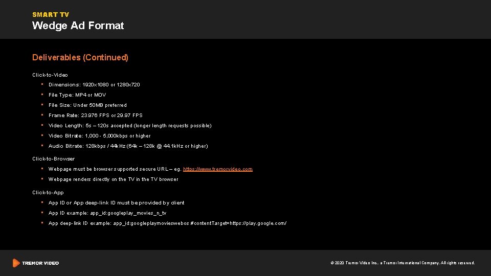 AD SPECS SMART TV Wedge Ad Format Highvisibility