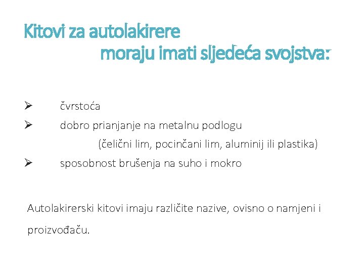 Vrste kitova i nanoenje na podlogu Tehnologija zanimanja