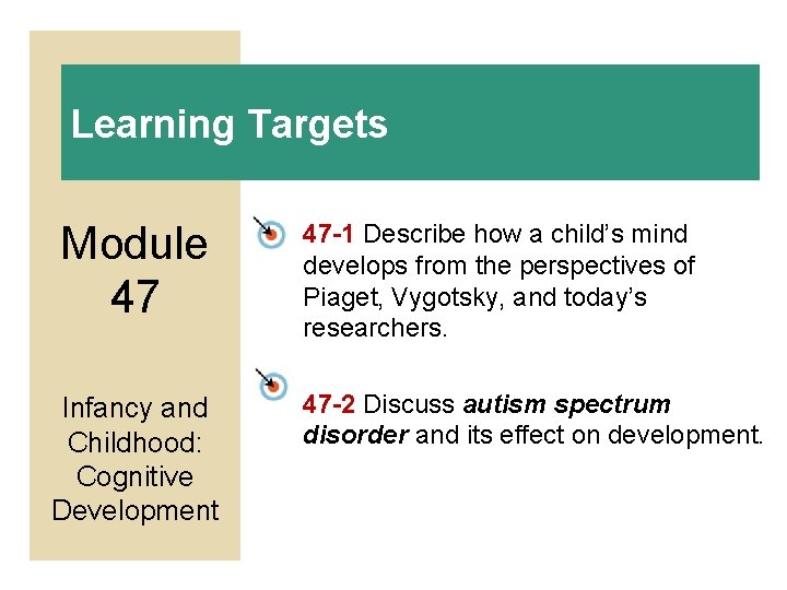 Learning Targets Module 47 Infancy and Childhood Cognitive