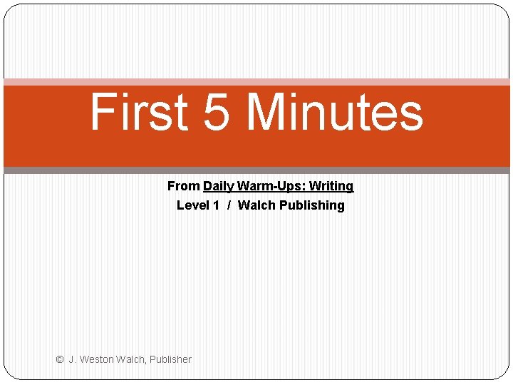 First 5 Minutes From Daily WarmUps Writing Level