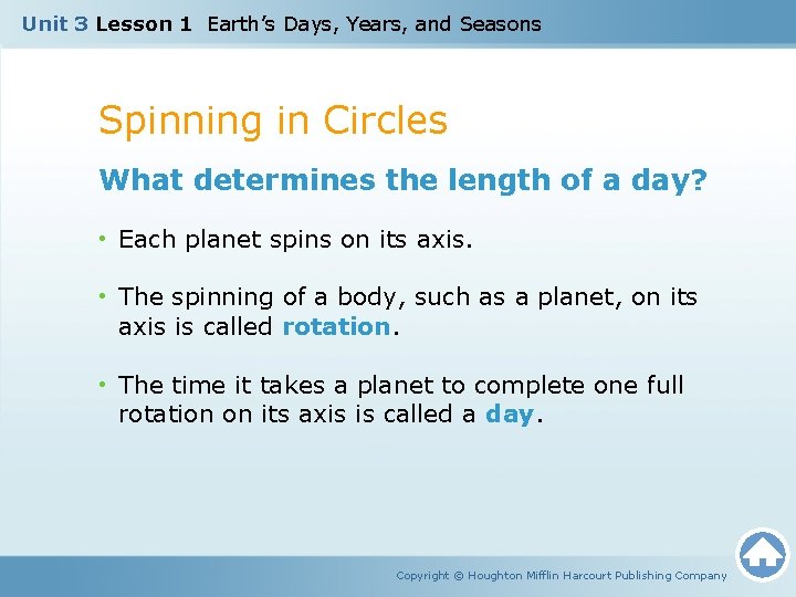 Unit 3 Lesson 1 Earths Days Years and