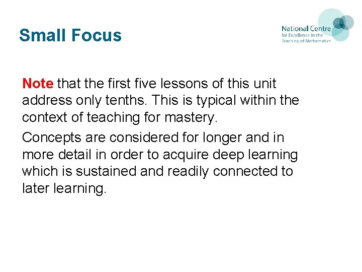 Developing Decimal Place Value Working with tenths Introduction