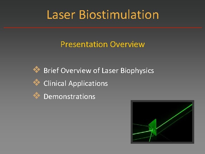 Clinical and Scientific Basis for Biostimulation Lasers Michael