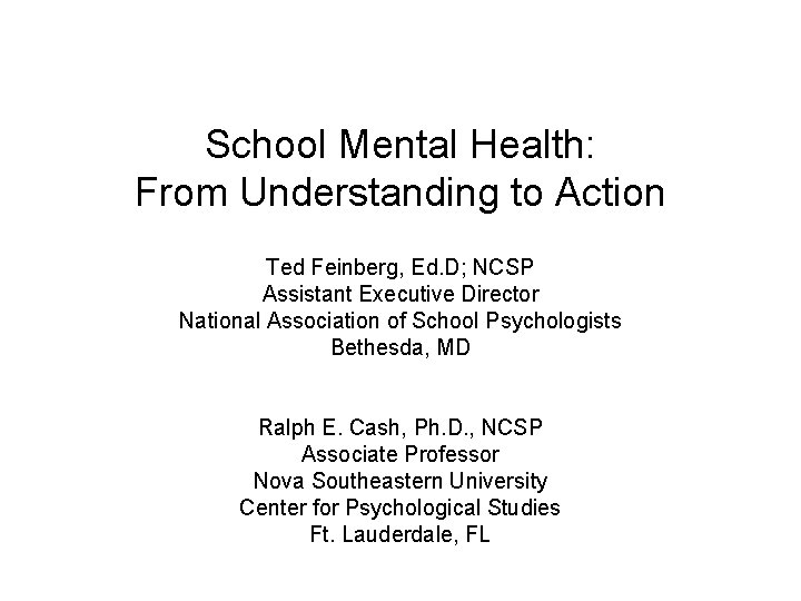 School Mental Health From Understanding to Action Ted
