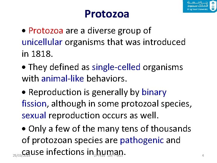 OPTO 435 Microbiology II Gamal ElHiti Protozoa Lecture