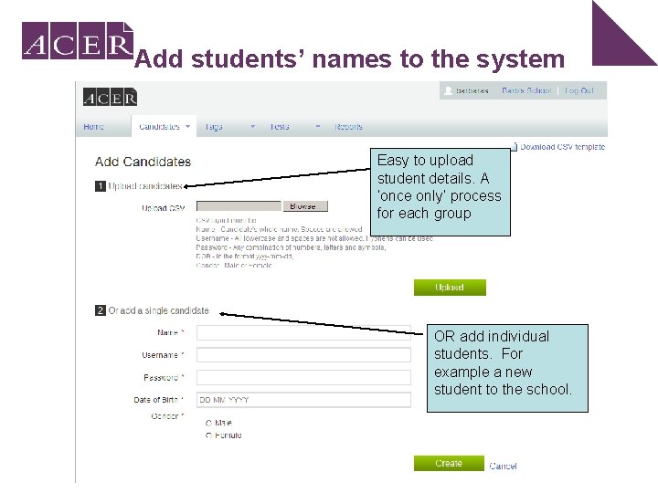 ACER Online Assessment featuring PATR Comprehension Progressive Achievement