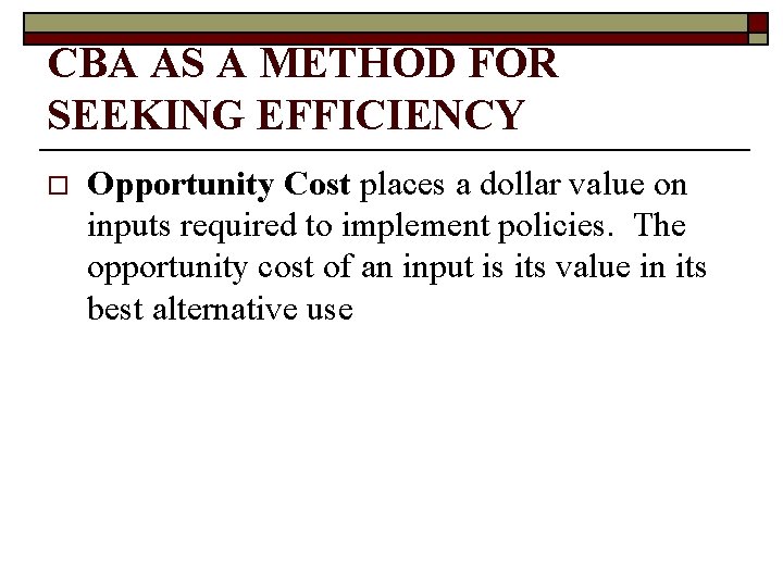 Applied Welfare Econ Cost Benefit Analysis Chapter 2