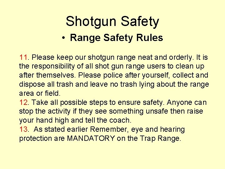 Shotgun Safety and Indoc Range Safety Rules Special