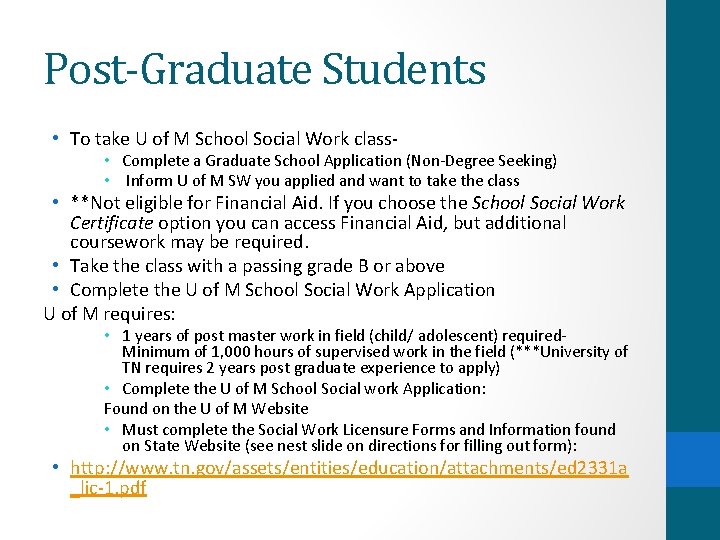 University of Memphis School Social Work Licensure Programming