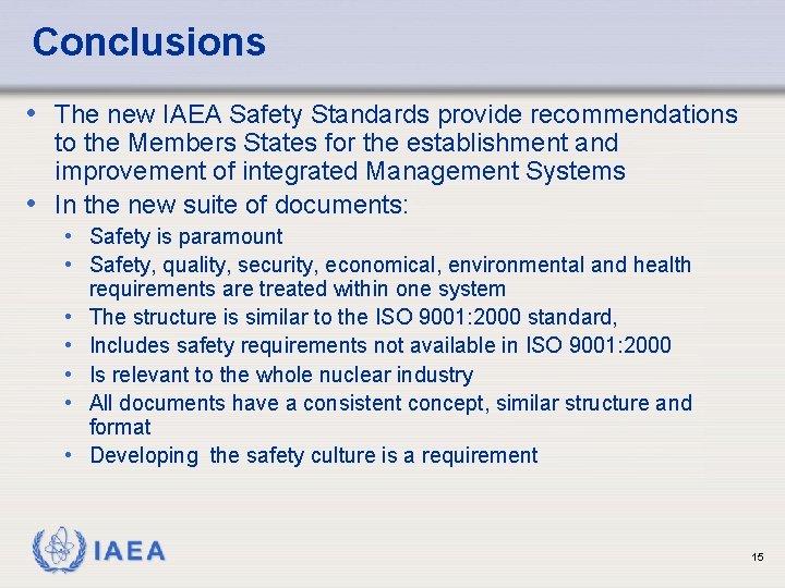 Module 1 IAEA Safety Standards on Management Systems