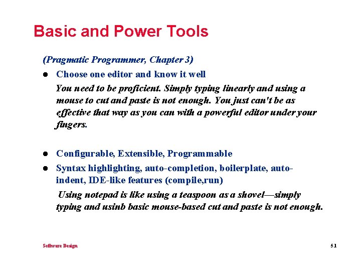 Basic and Power Tools Pragmatic Programmer Chapter 3