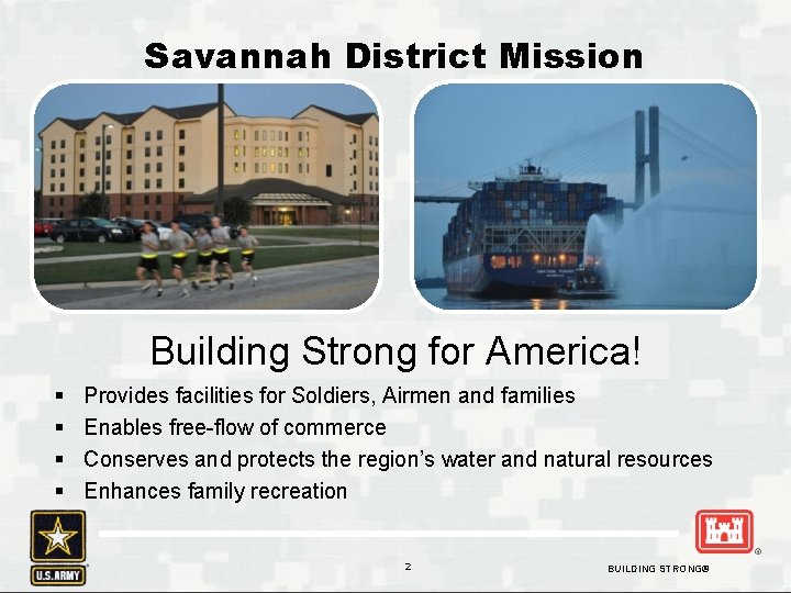 Savannah District Overview Presentation US Army Corps of