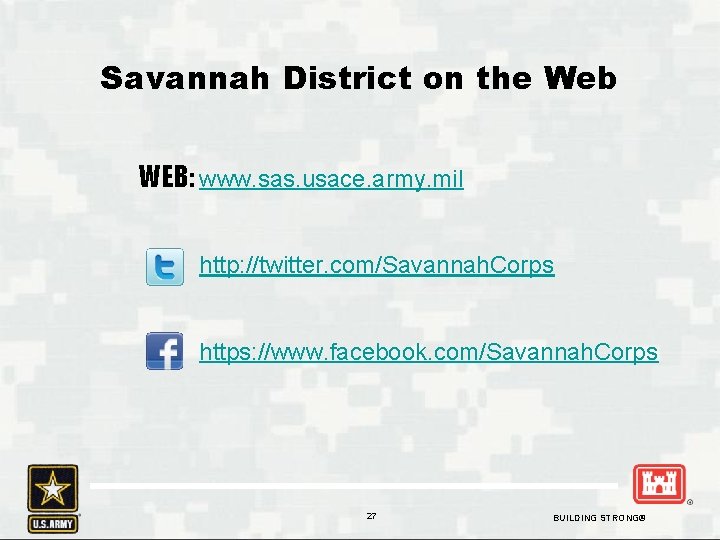 Savannah District Overview Presentation US Army Corps of