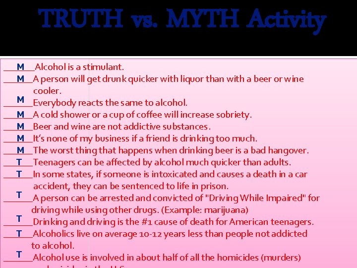 Introduction to Alcohol and Tobacco Laying the foundation