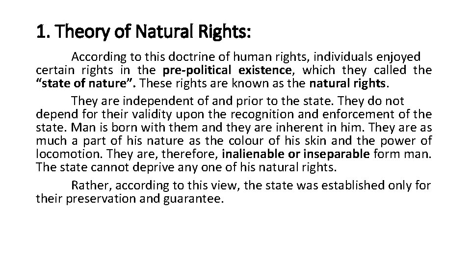 Theories of Human Rights 1 Theory of Natural