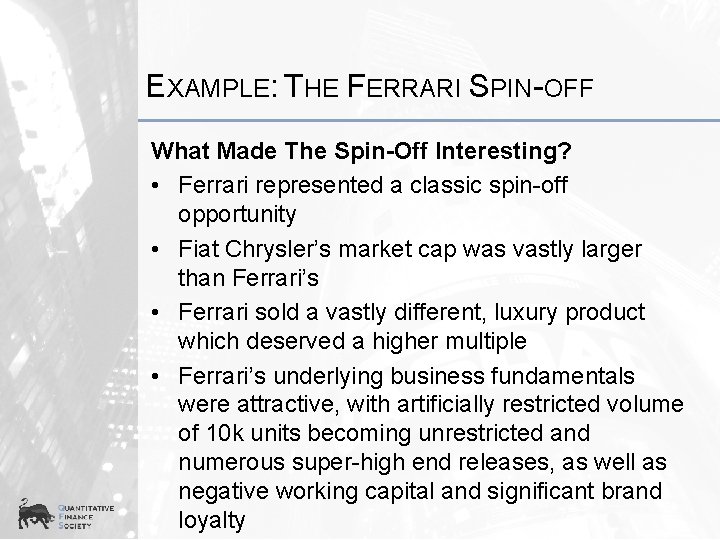 INVESTING IN SPINOFFS AND MA ROLLUPS BRAINTEASER What