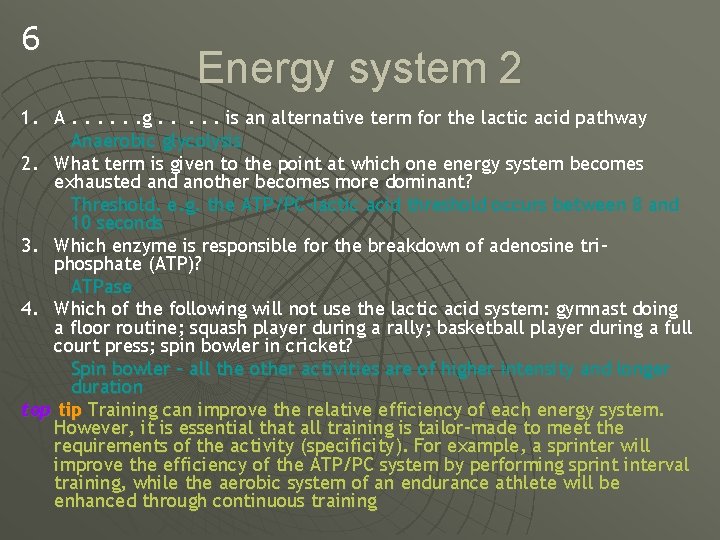 Exercise Physiology Flash Revise Cards 1 ATPPC alactic