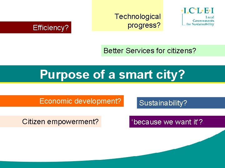 Smartness is a means Sustainability is the goal