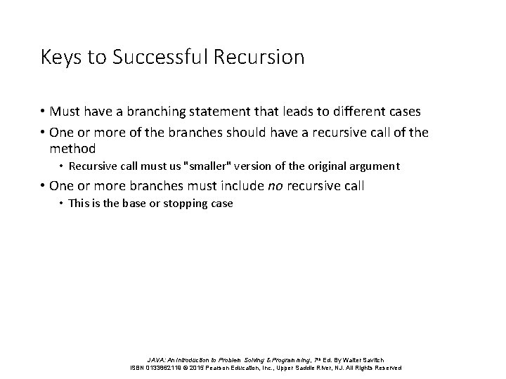 Recursion Chapter 11 JAVA An Introduction to Problem