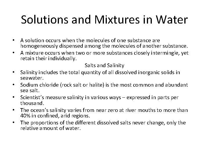 Ch 6 Water Standard 5 Students will analyze