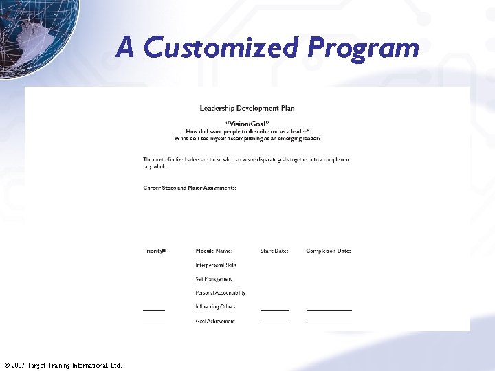 Leadership Development Program 2007 Target Training International Ltd