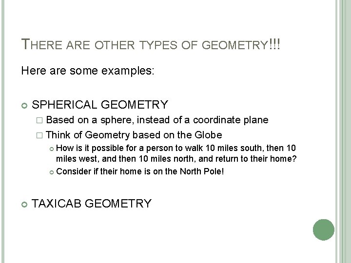 TAXICAB GEOMETRY An exploration of Area and Perimeter