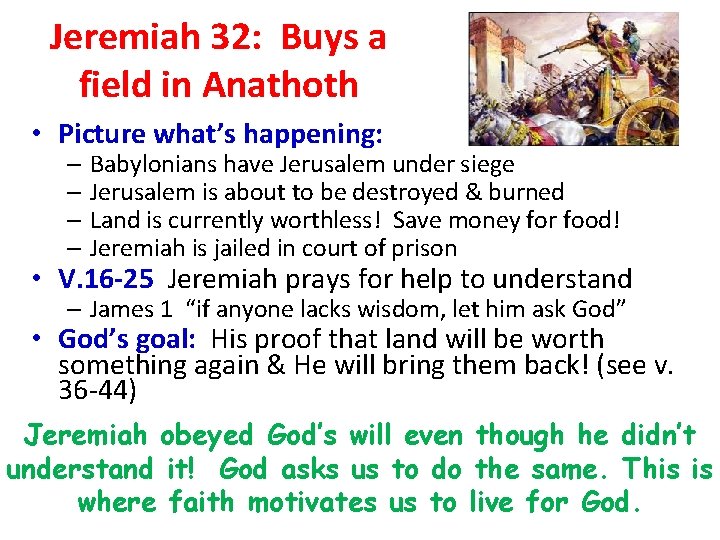 Jeremiah Change before the end begins Class 6