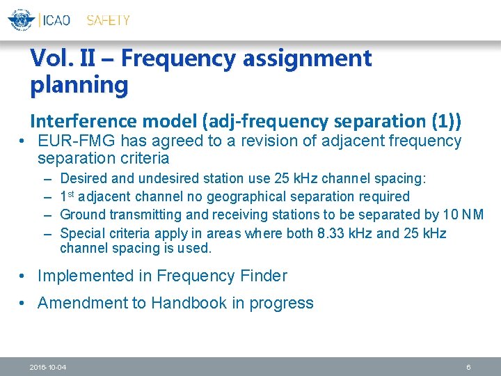 ICAO Handbook on Radio Frequency Spectrum Requirements for