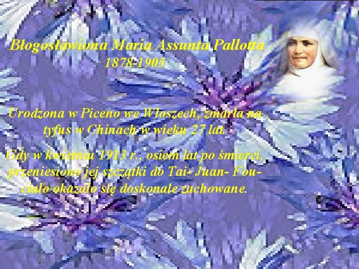 W ogrodzie witych Bogosawiona Maria Assunta Pallotta 1878