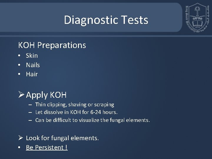 Lecture Title Fungal Infections of the skin Superficial