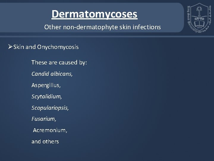 Lecture Title Fungal Infections of the skin Superficial