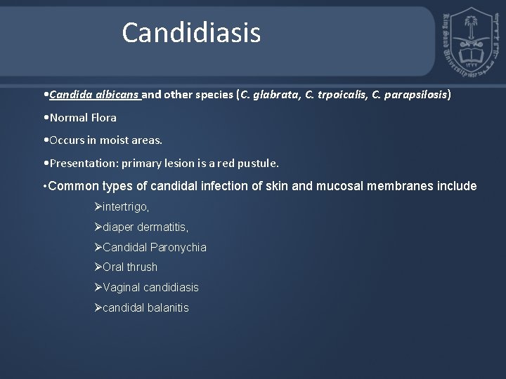 Lecture Title Fungal Infections of the skin Superficial