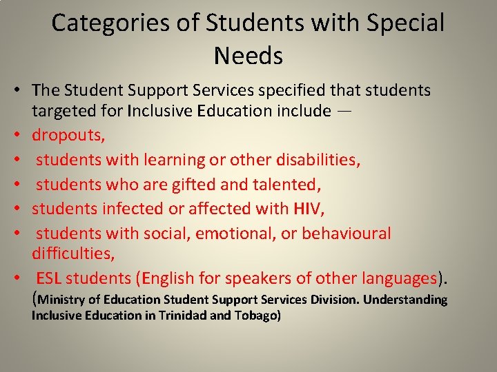 Inclusive Education Introduction to Students with Special Needs