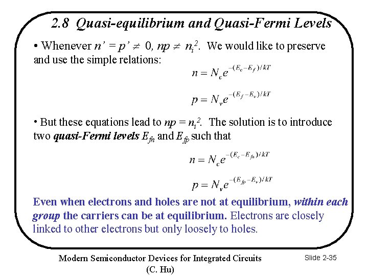 Chapter 2 Motion and Recombination of Electrons and