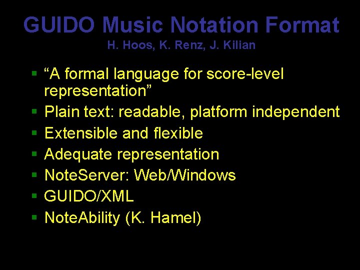 Optical Music Recognition Ichiro Fujinaga Mc Gill University