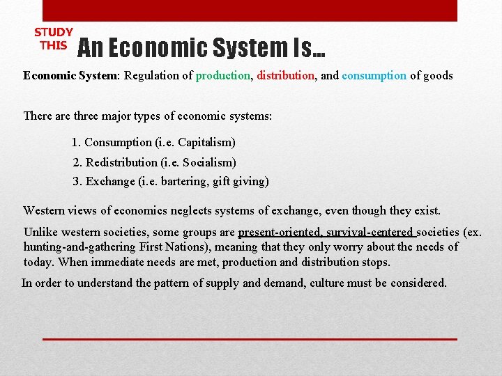 CH 6 Economic Systems What do you know