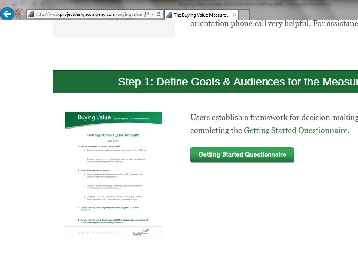 Aligning Quality Measure Sets Successful Use of Online