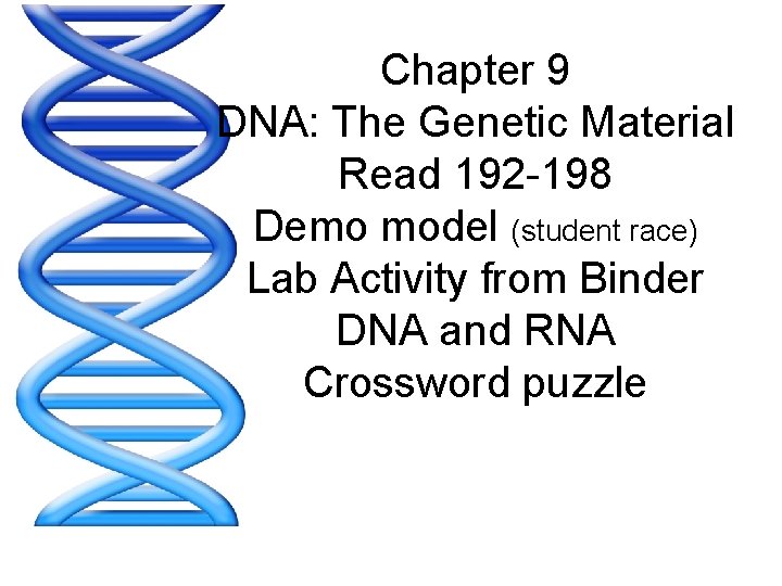 Chapter 9 DNA The Genetic Material Read 192