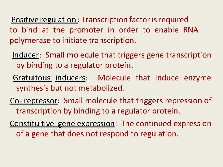 Gene Regulation Gene Regulation in Prokaryotes TERMINOLOGIES Induction
