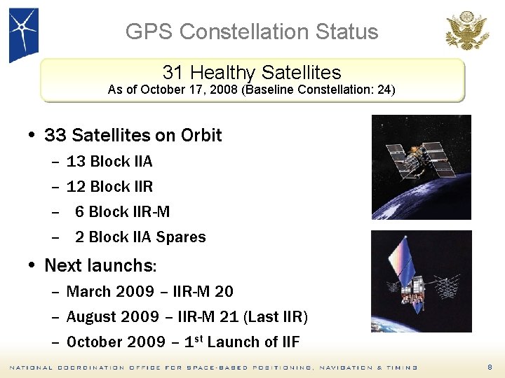 UNITED STATES OF AMER GLOBAL POSITIONING SYSTEM Status
