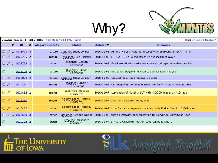 Status of the ITK Toolkit Hans J Johnson