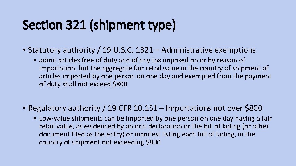 ECommerce Section 321 Entry Type 86 Andrew Park