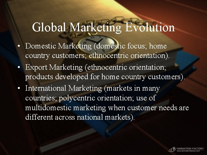 Global Marketing Global Marketing Coordinated performance of marketing