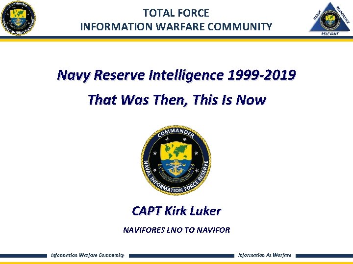 TOTAL FORCE INFORMATION WARFARE COMMUNITY Navy Reserve Intelligence
