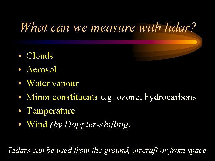 Lidar Profiling of the Atmosphere Geraint Vaughan University