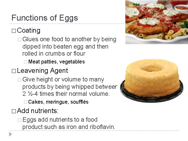 Eggs The parts of the Egg Sizes of