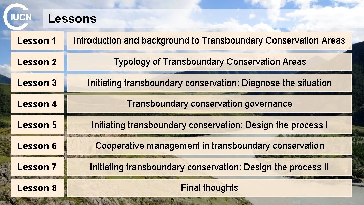 Transboundary Conservation Areas Introduction Overview and Objectives of