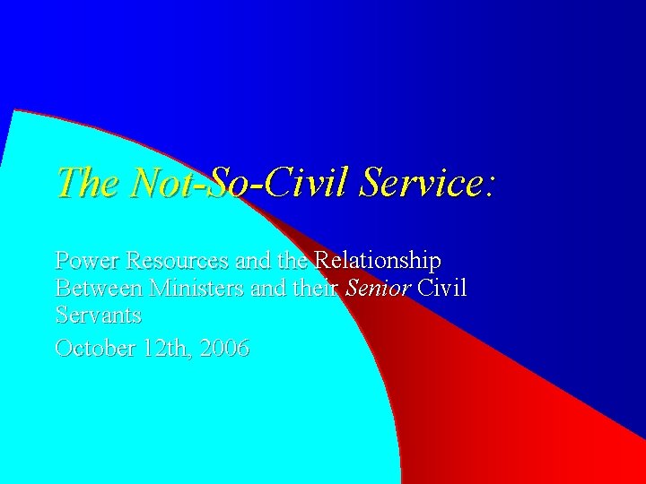 PUBLIC SERVICE VALUES Contd The Swivel Service October