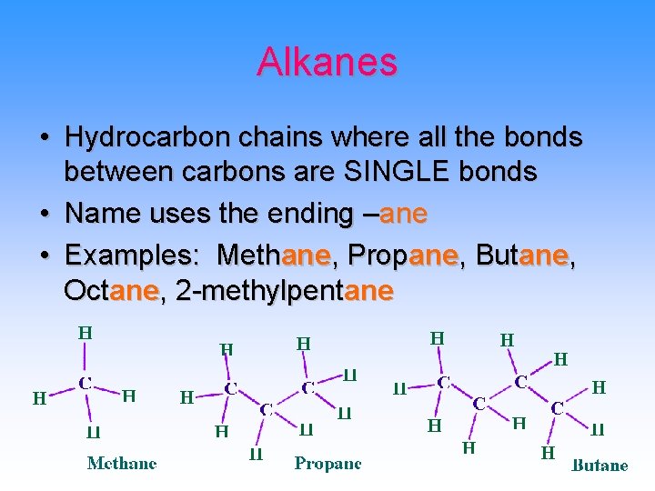 Organic Chemistry Nomenclature Alkanes Alkanes Hydrocarbon chains where
